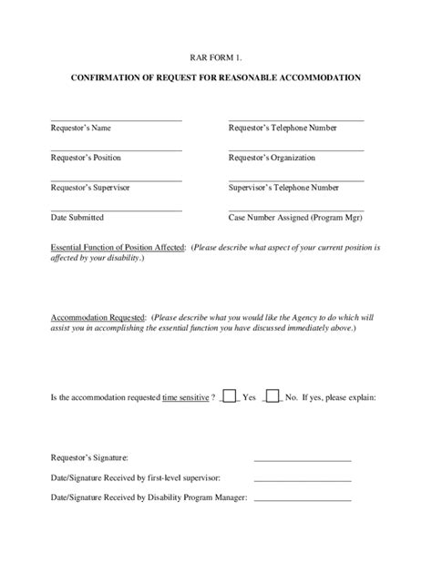 Fillable Online Request For Reasonable Accommodation Form Employee Fax Email Print Pdffiller