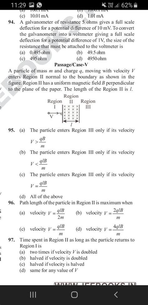 Path Length Of The Particle In Region Ii Is Maximum When Filo