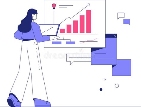 Female Analyst Presenting Growth Chart And Data Insights In Flat Vector Illustration Symbolizing