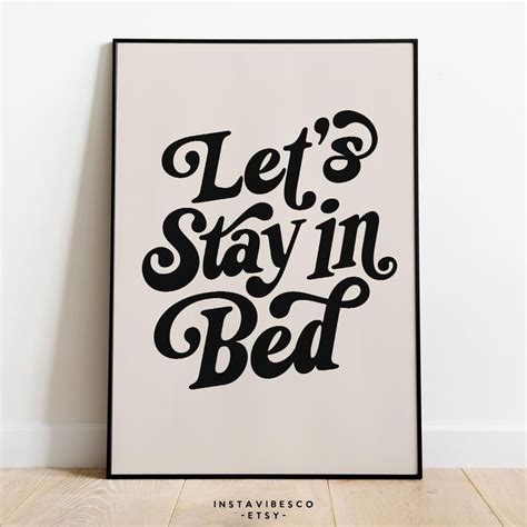 Lets Stay In Bed Printable Wall Art Positive Quote Digital Download