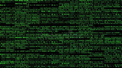 Program Code Of Matrix On Black Background Animation Green Text From Set Of Codes Providing