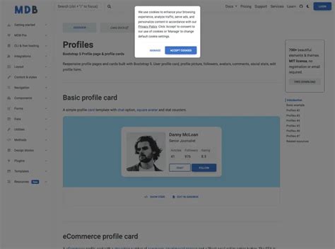 Bootstrap Profiles By Mdbootstrap A Undefined Template Built At