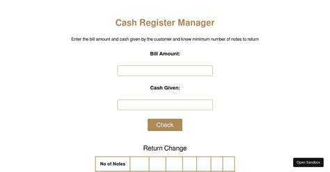 Cash Register Manager React Codesandbox