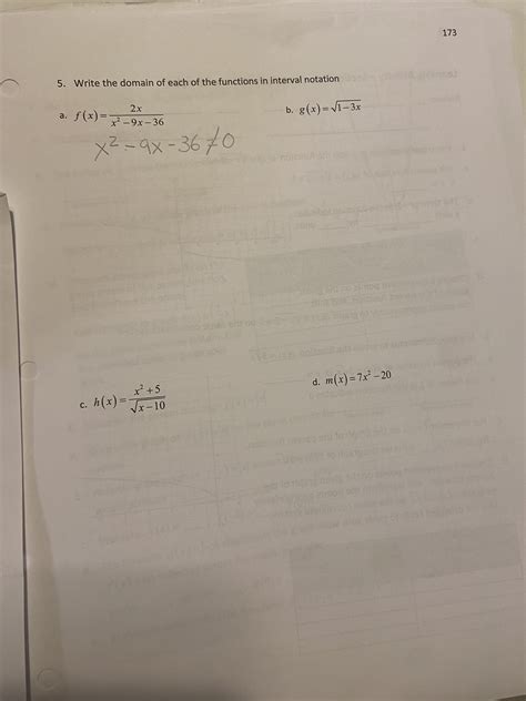 Solved 5 Write The Domain Of Each Of The Functions In