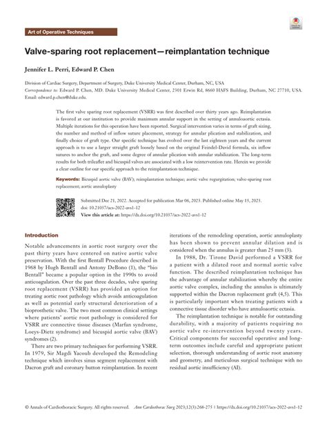 Pdf Valve Sparing Root Replacement—reimplantation Technique