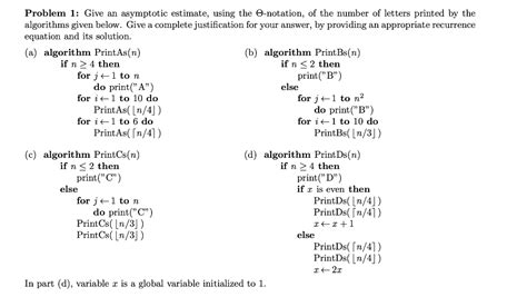 Solved Problem Give An Asymptotic Estimate Using The Chegg