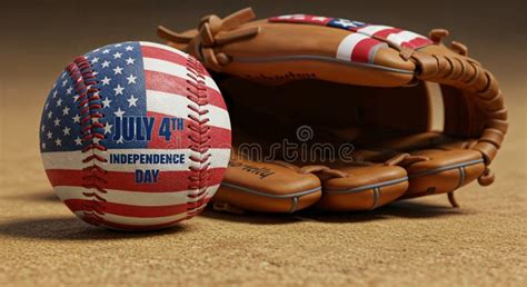 Symbolic Baseball With Usa Flag Design And Leather Glove Representing National Pride And Sports