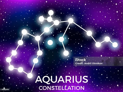 물병자리 별자리 별이 빛나는 밤 하늘입니다 별과 은하의 클러스터 깊은 공간 벡터 일러스트레이션 0명에 대한 스톡 벡터 아트 및 기타 이미지 Istock