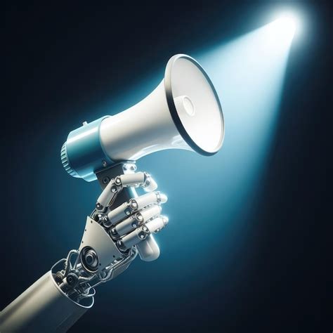 Premium Photo Microphone On A Black Background With Robot