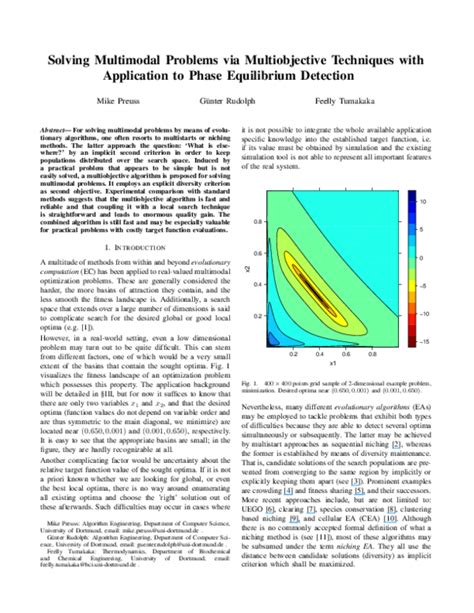 Pdf Solving Multimodal Problems Via Multiobjective Techniques With Application To Phase