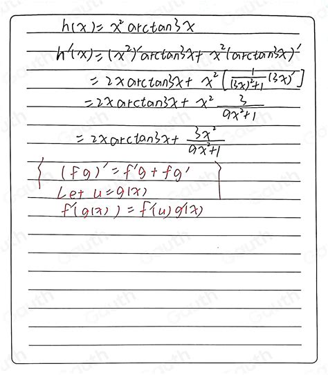 Solved Find The Derivative Of The Function H X X 2 Arctan 3x H X [calculus]