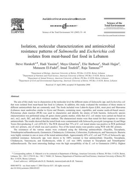 Pdf Isolation Molecular Characterization And Antimicrobial