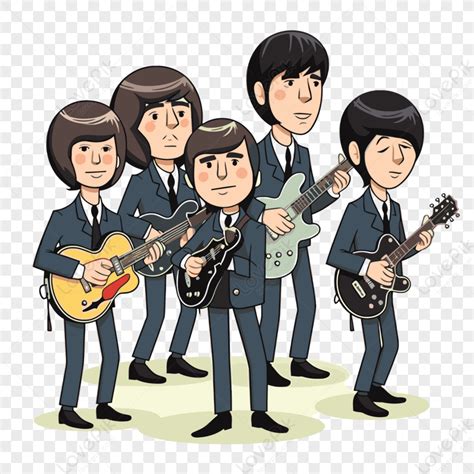 비틀즈 클립 아트 만화 캐릭터 비틀즈 밴드의 그림 벡터음악가악기 Png 일러스트 무료 다운로드 Lovepik