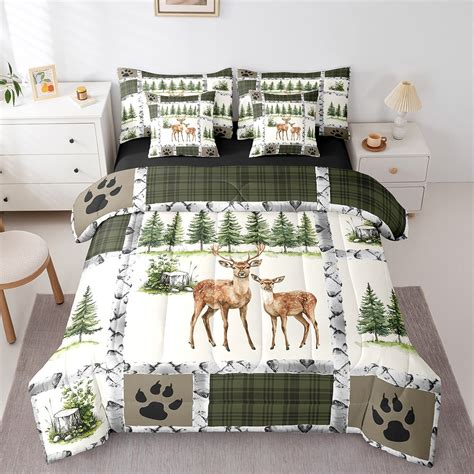 Erosebridal Woodland Deer Bedding Queen Size Retro Farmhouse Lodge