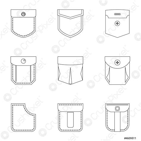 Pocket Form Icon Set Outline Style Stock Vector 4609511 Crushpixel