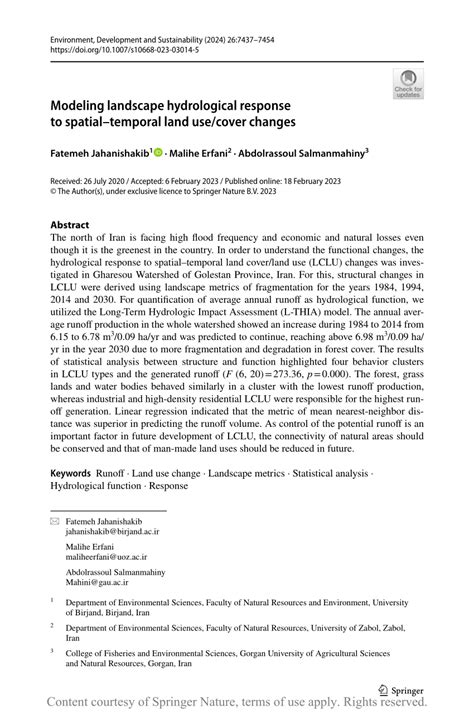 Modeling Landscape Hydrological Response To Spatialtemporal Land Use