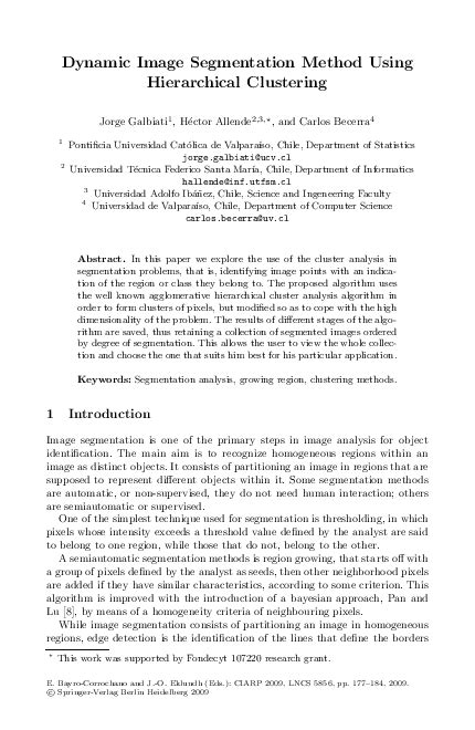 Pdf Dynamic Image Segmentation Method Using Hierarchical Clustering
