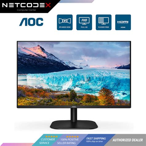 AOC 24B2XH 24 Full HD IPS Monitor 75hz 3 Sided Frameless Ultra Slim HDMI And VGA Inputs Low