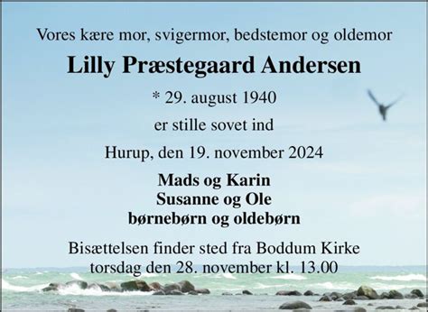 Lilly Præstegaard Andersen Danmarks Største Medie For Mindesider Og