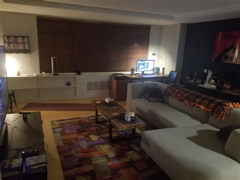 Condo At Nightinterior Living Space Design Concept Furniture Home