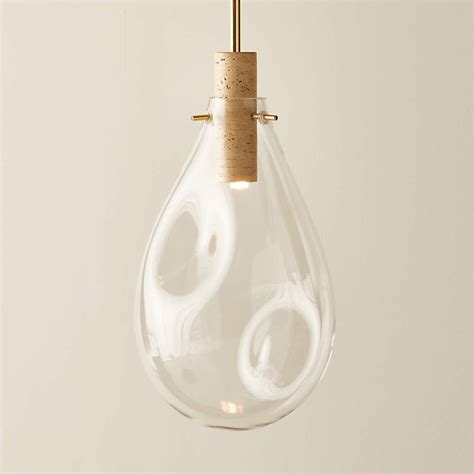 Calandra Glass And Travertine Pendant Light Small Reviews Cb2