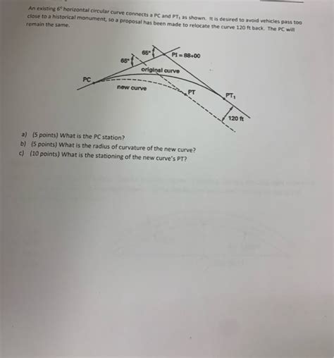 Solved An Existing Horizontal Circular Curve Connects A PC Chegg