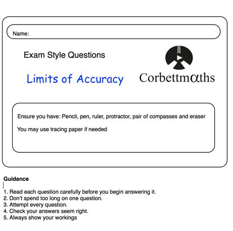 Limits Of Accuracy Practice Questions Corbettmaths