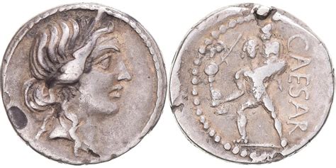 Coin Julius Caesar Denarius 47 46 Bc Military Mint In North Africa