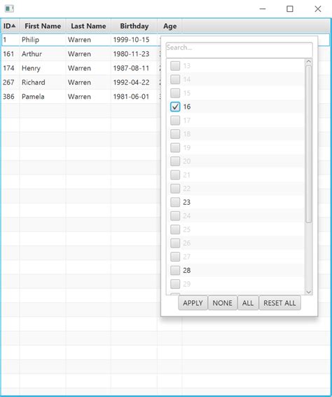 Introducing The Controlsfx Tablefilter Javafx News Demos And Insight