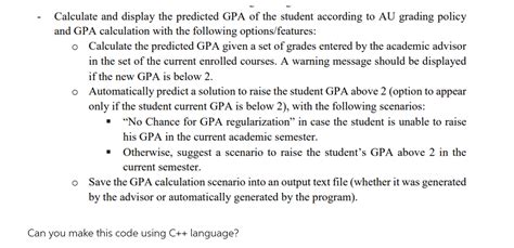 Solved Calculate And Display The Predicted GPA Of The Chegg Com