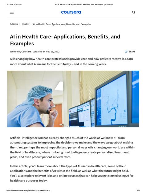 Ai In Health Care Applications Benefits And Examples Pdf