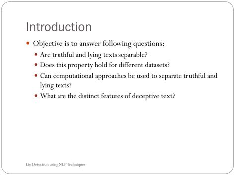 Ppt Lie Detection Using Nlp Techniques Powerpoint Presentation Free Download Id 1771770