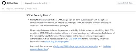 企业安全 Github警告其企业服务器存在满分认证绕过漏洞游戏逆向游戏安全