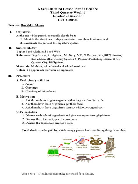 Lesson Plan In Science 6 Week 1 Pdf
