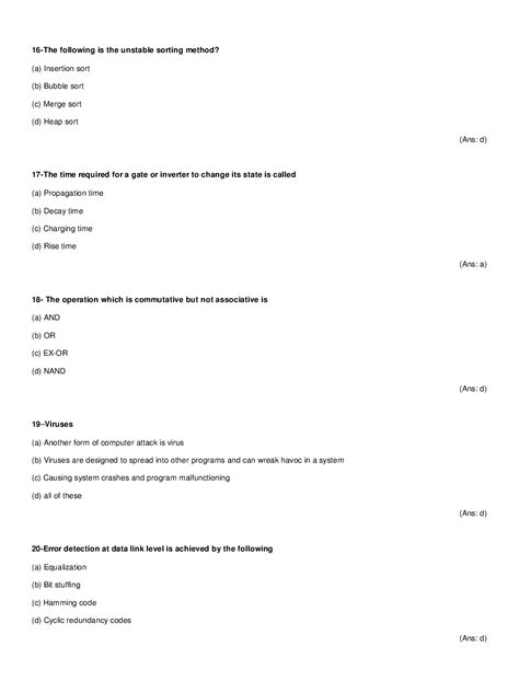 Download Gate Computer Science Engineering Objective Type Questions With Answers Pdf Online 2020