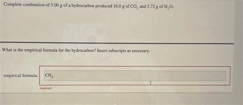 Solved What Is The Empirical Formula For The Hydrocarbon