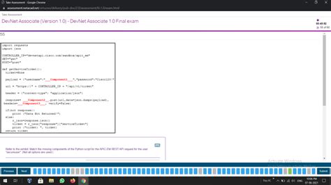 Devnet Associate Version 10 Course Final Exam Answers