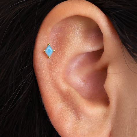 Turquoise Cut Flat Back Labret Eyrful Artistry