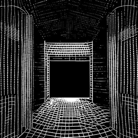 Premium Vector 3d Wireframe Room Colorful On Dark Background Abstract Perspective Grid Vector