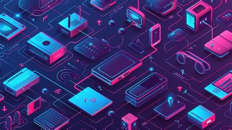 Premium Photo An Abstract Illustration Depicting Various Network Devices Including Routers