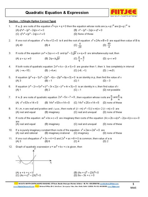 Quadratic Equation Clip Mains Pdf Equations Quadratic Equation