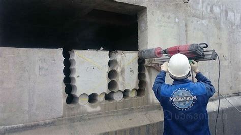 ბეტონის ბურღვა კედლების ხვრეტა ალმასით