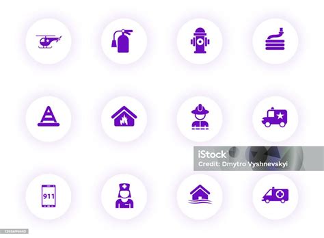 Ikon Vektor Warna Ungu Darurat Pada Tombol Bulat Terang Dengan Bayangan Ungu Ikon Darurat Diatur