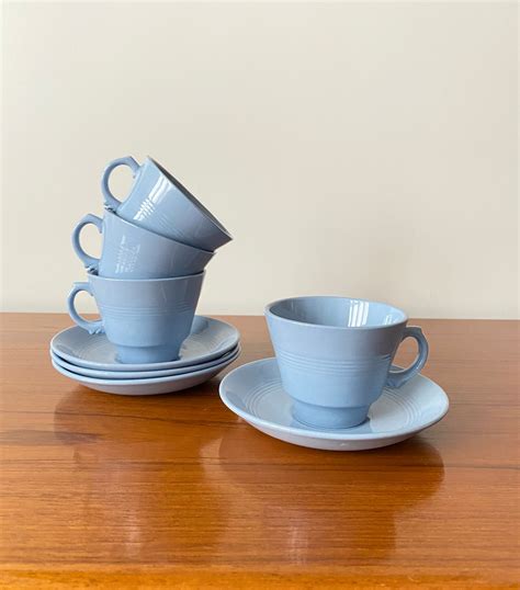 Vintage Woods Ware Iris Tea Cups And Saucers Individual Etsy Uk