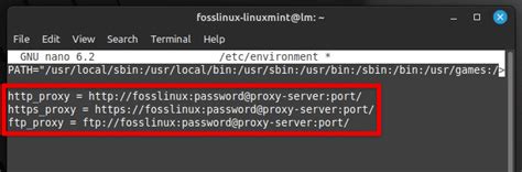 using a proxy server in linux mint foss linux