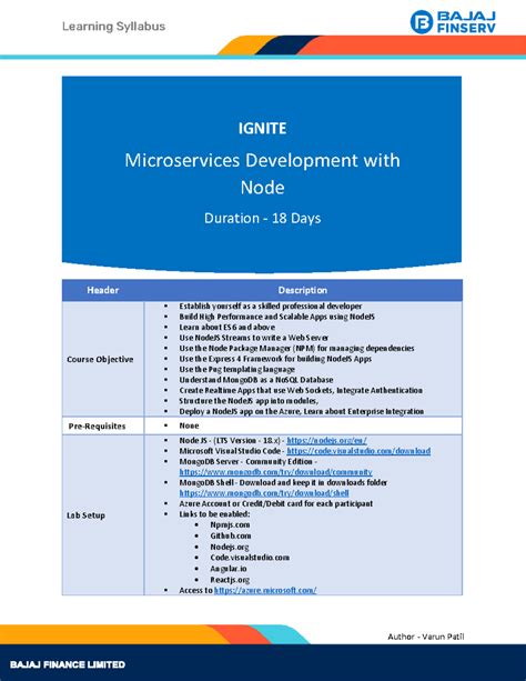 Microservices Development With Node Ignite 3 Weeks Data