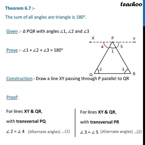 Theorem Prove That Sum Of Angles Of Triangles Is Class