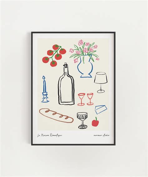 아워무르 와인 꽃 그림 일러스트 인테리어 아트 포스터 주방 홈카페 꾸미기 소품