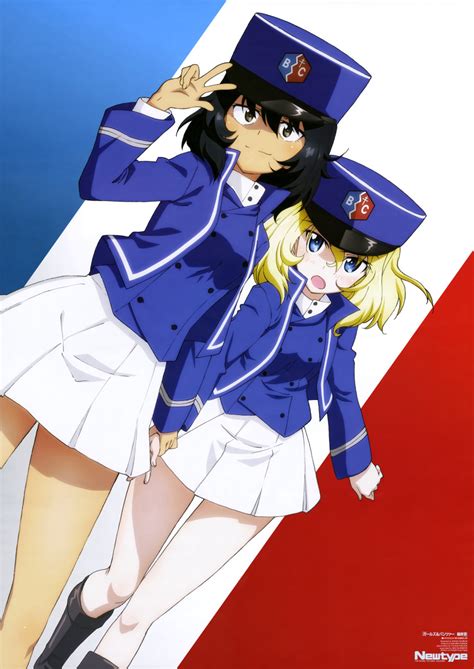 Safebooru 2girls O Absurdres Andou Girls Und Panzer Arm Up Bangs