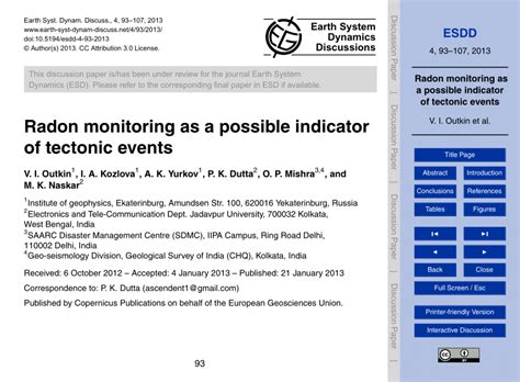 Pdf Radon Monitoring As A Possible Indicator Of Tectonic Events A Practical Implementation